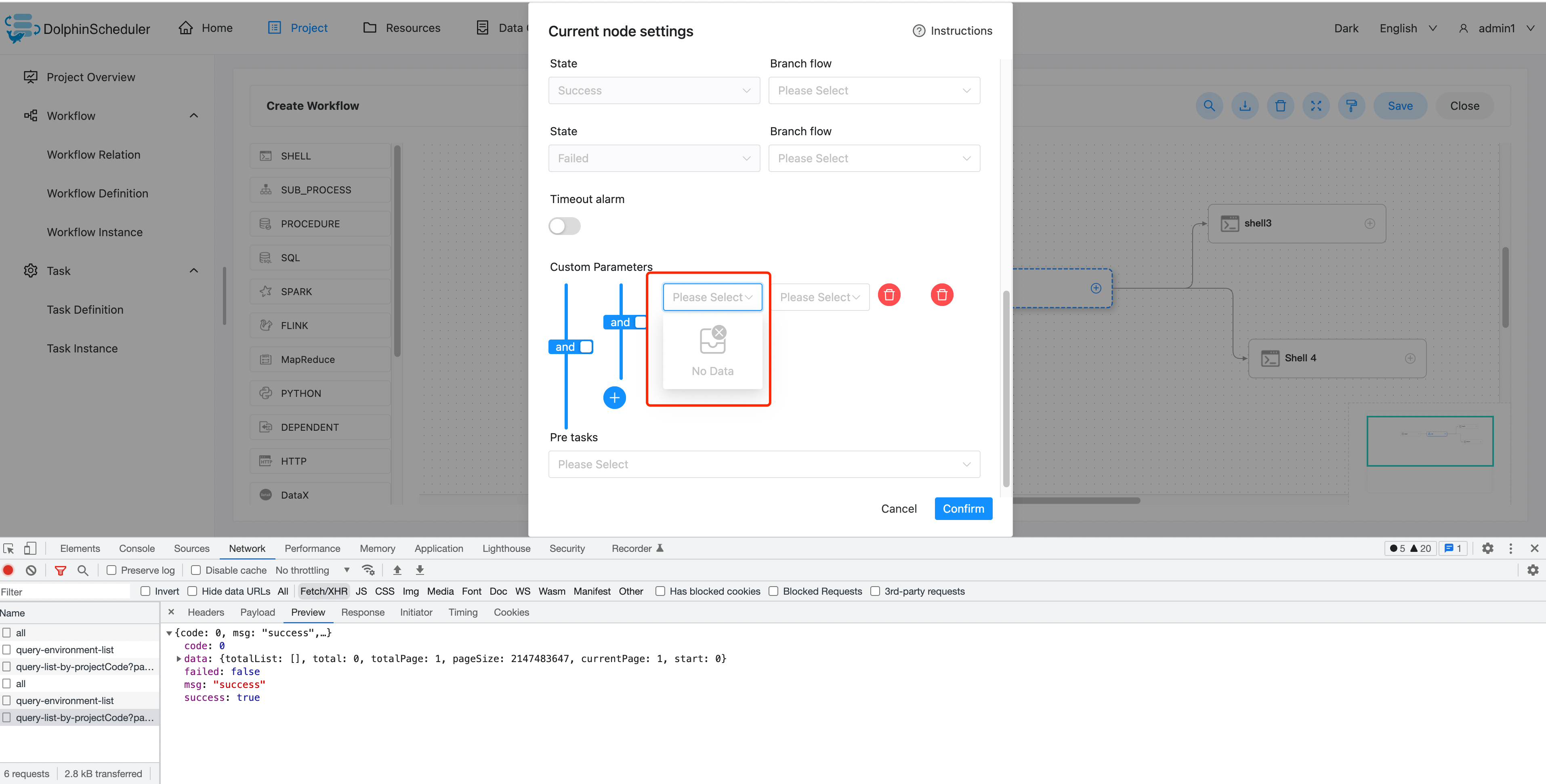 [Bug-FE][UI Next][V1.0.0-Alpha] Branch flown and Custom Parameters field display does not get ...