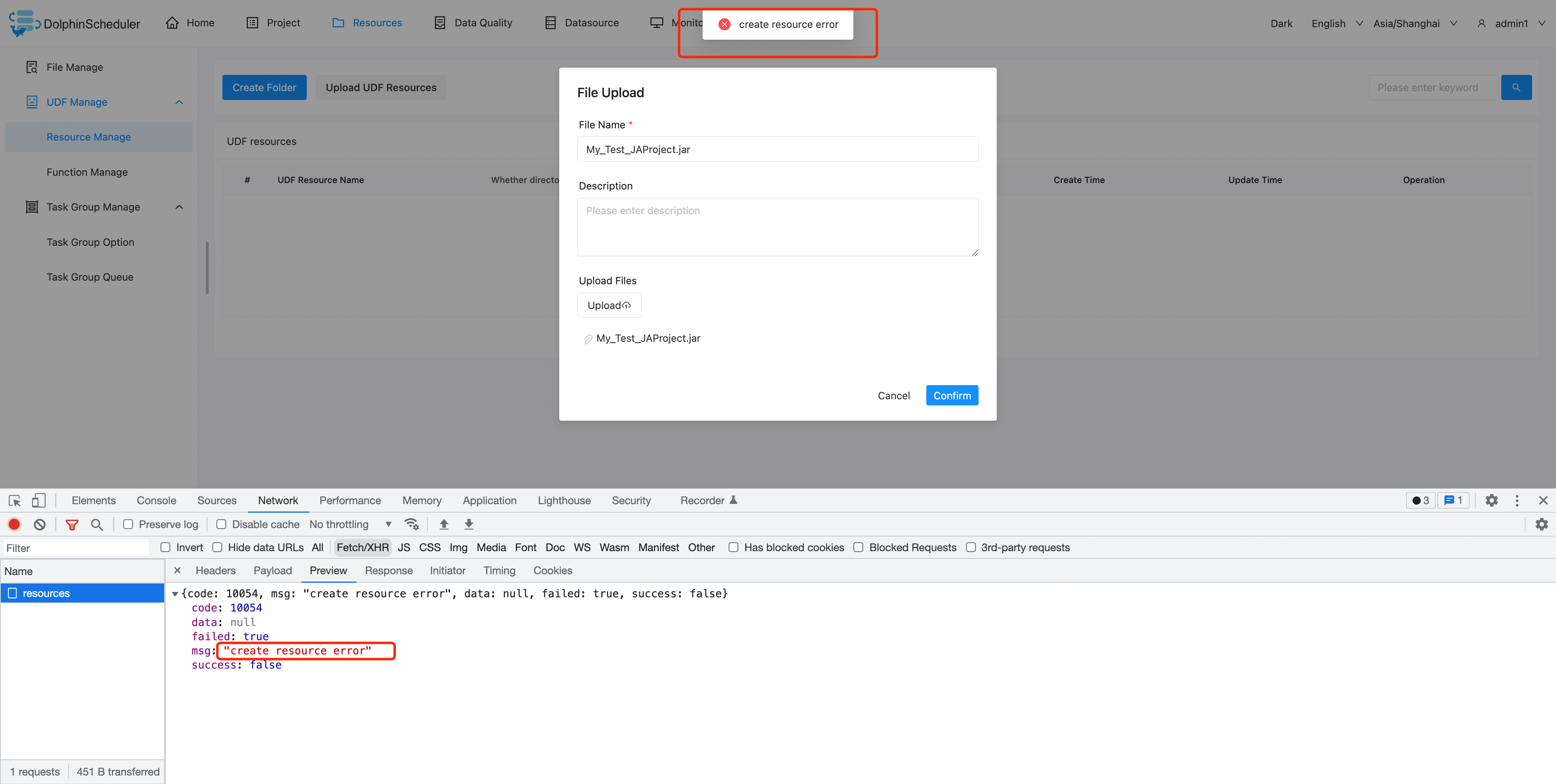 [Bug-RD][UI Next][V1.0.0-Alpha] UDF upload file error · Issue #9213 · apache/dolphinscheduler ...