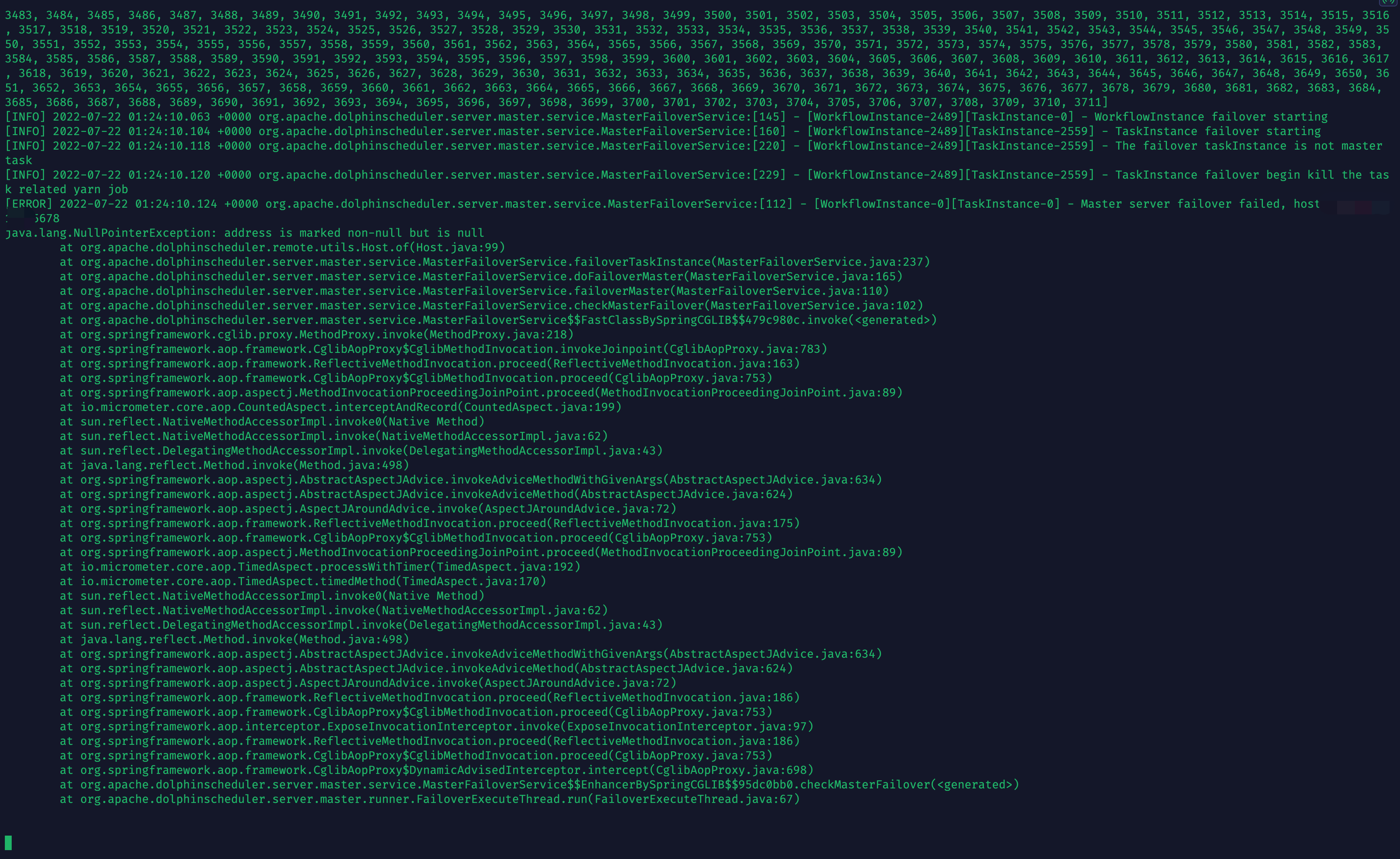 Bug Be Master Server Master Server Reports An Error · Issue 11101 · Apachedolphinscheduler 4838