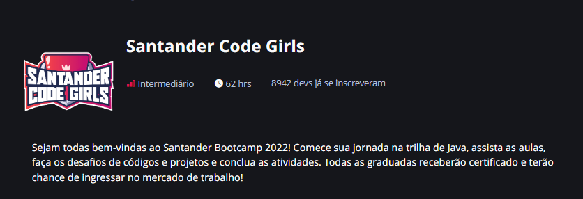 GitHub - GabrielleKw/BootcampWebDio-Santander-Code-Girls: Jornada na trilha de Java, fornecido ...