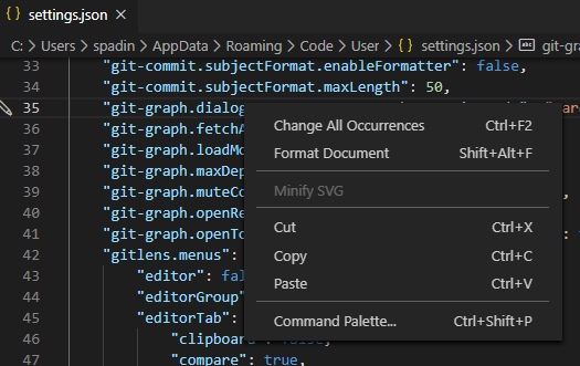 "Minify SVG" command shows up in context menus for files that aren't ...