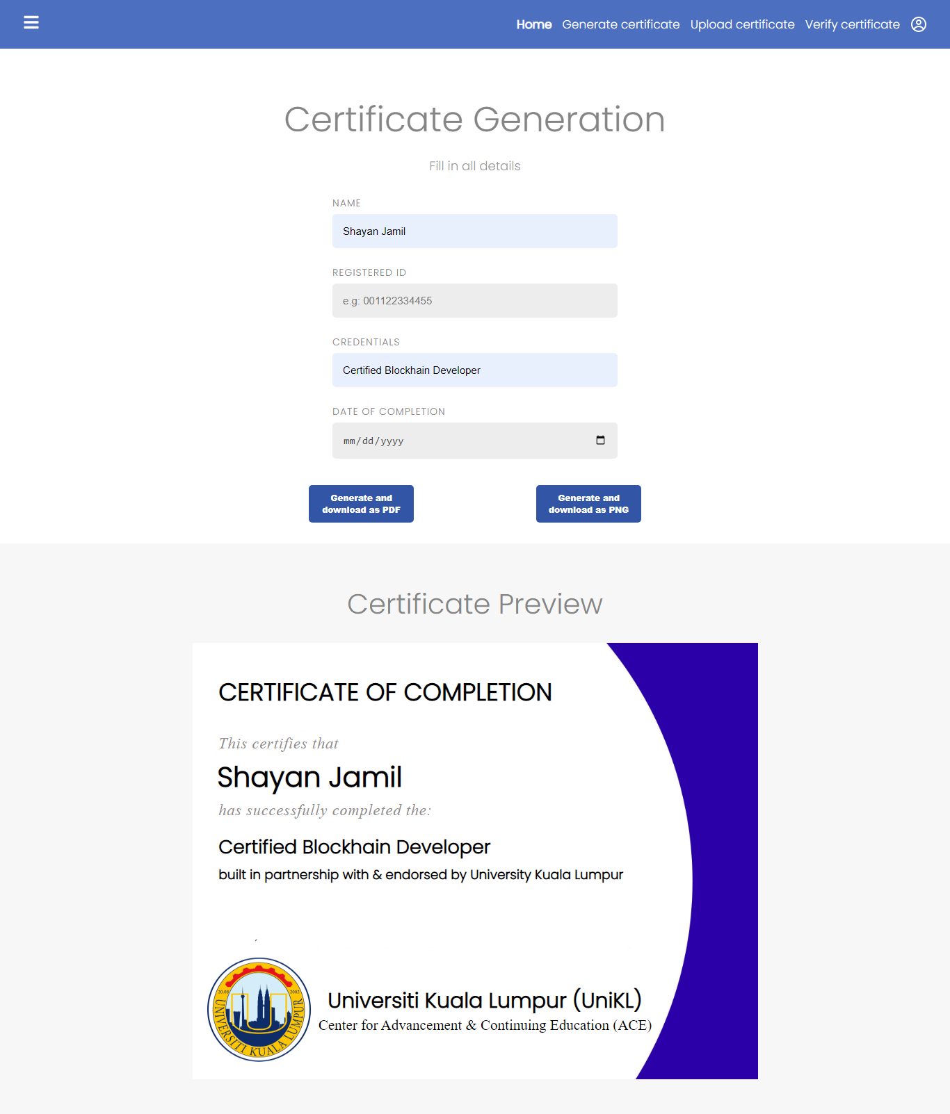 GitHub - ShayanJamil519/certificate-verification-dapp: Link 🔗