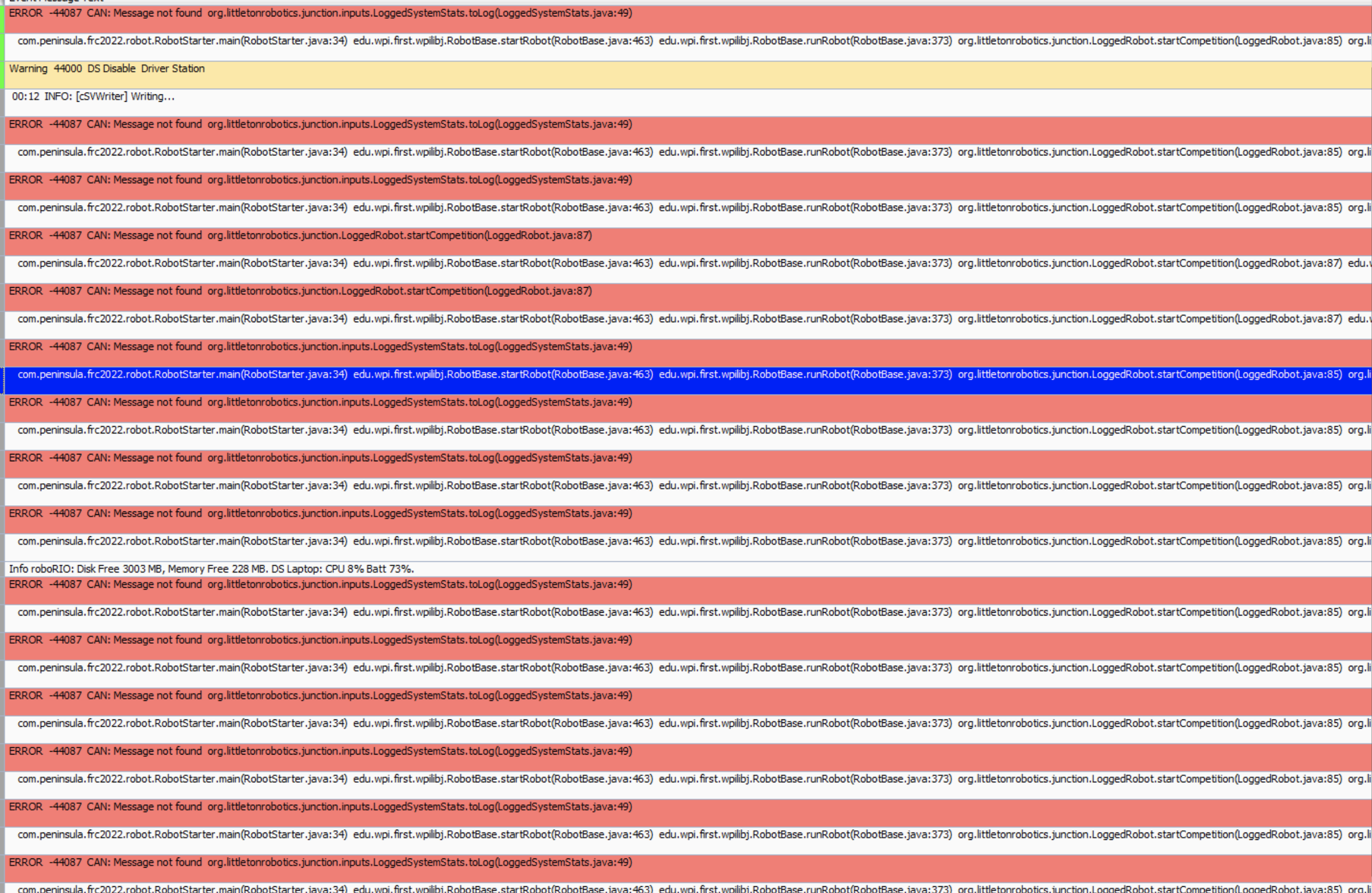CAN: Message not found org.littleton...... (LoggedRobot.java:49) · Issue #9 · Mechanical ...