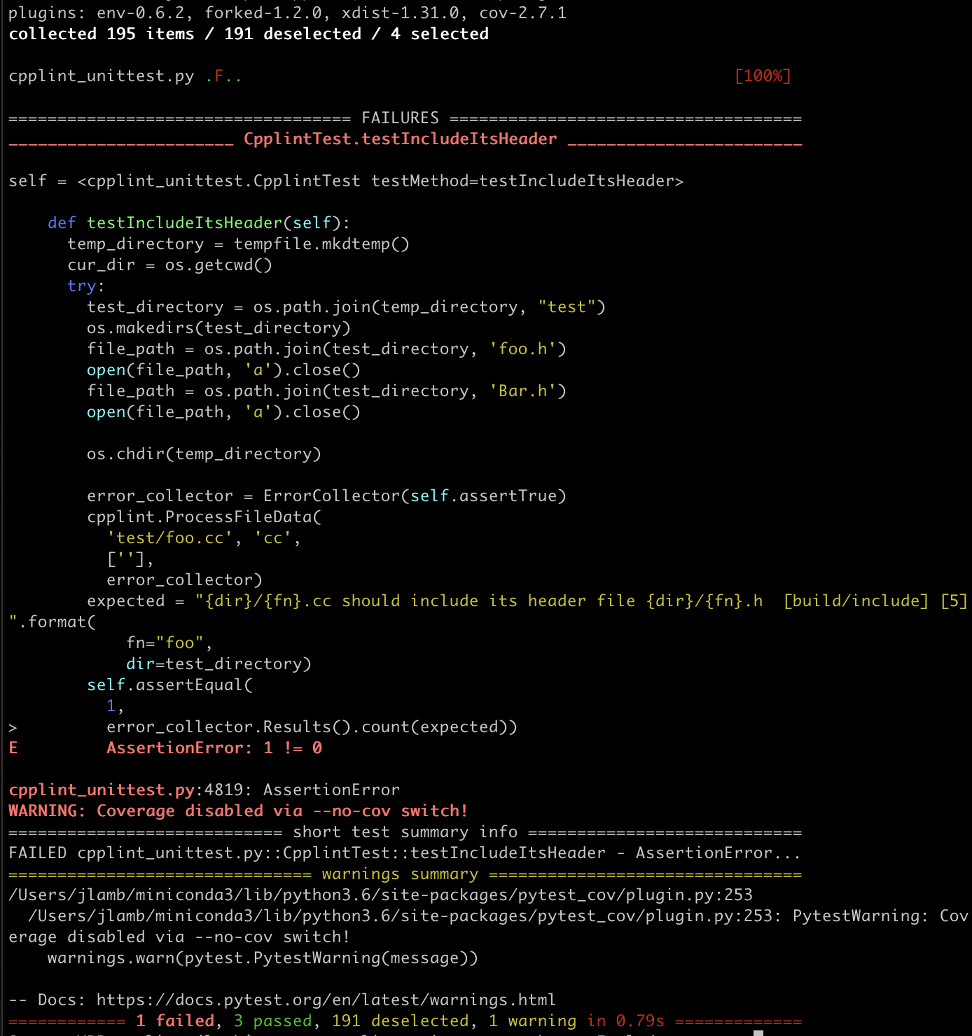 [ci] Unit Tests Fail On Mac · Issue 154 · Cpplint Cpplint · Github