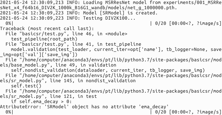 SRModel object has no attribute 'ema_decay' · Issue #394 · XPixelGroup/BasicSR · GitHub