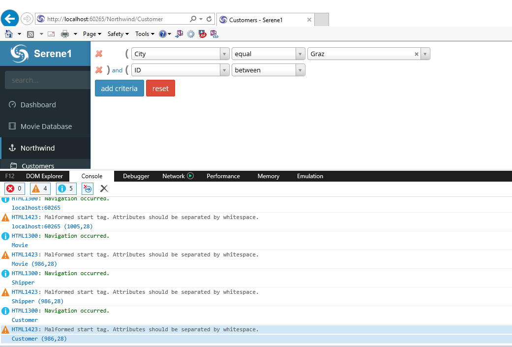 Gives exception while using edit filter between option · Issue #2501 · serenity-is/Serenity · GitHub