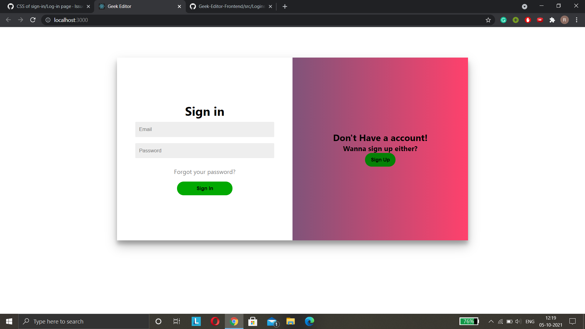 CSS of sign-in/Log-in page · Issue #92 · opencodeiiita/Geek-Editor-Frontend · GitHub