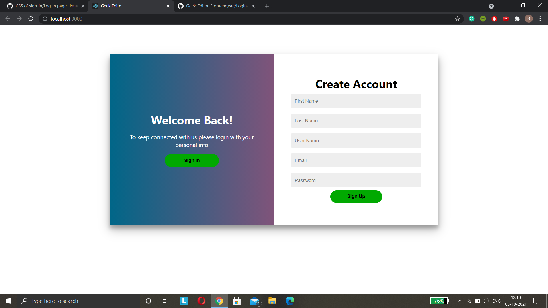 CSS of sign-in/Log-in page · Issue #92 · opencodeiiita/Geek-Editor-Frontend · GitHub