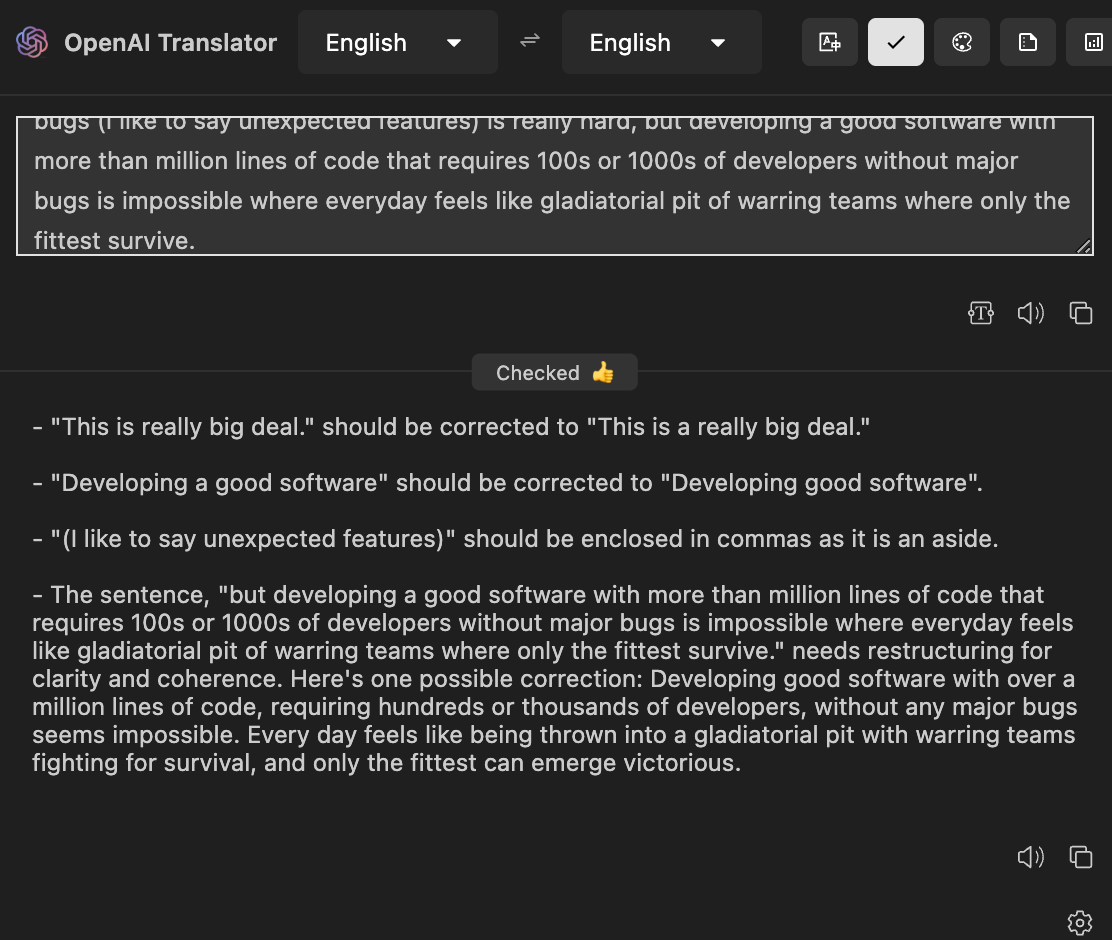 英语语法检查 Grammar Checker · Issue #337 · openai-translator/openai-translator · GitHub