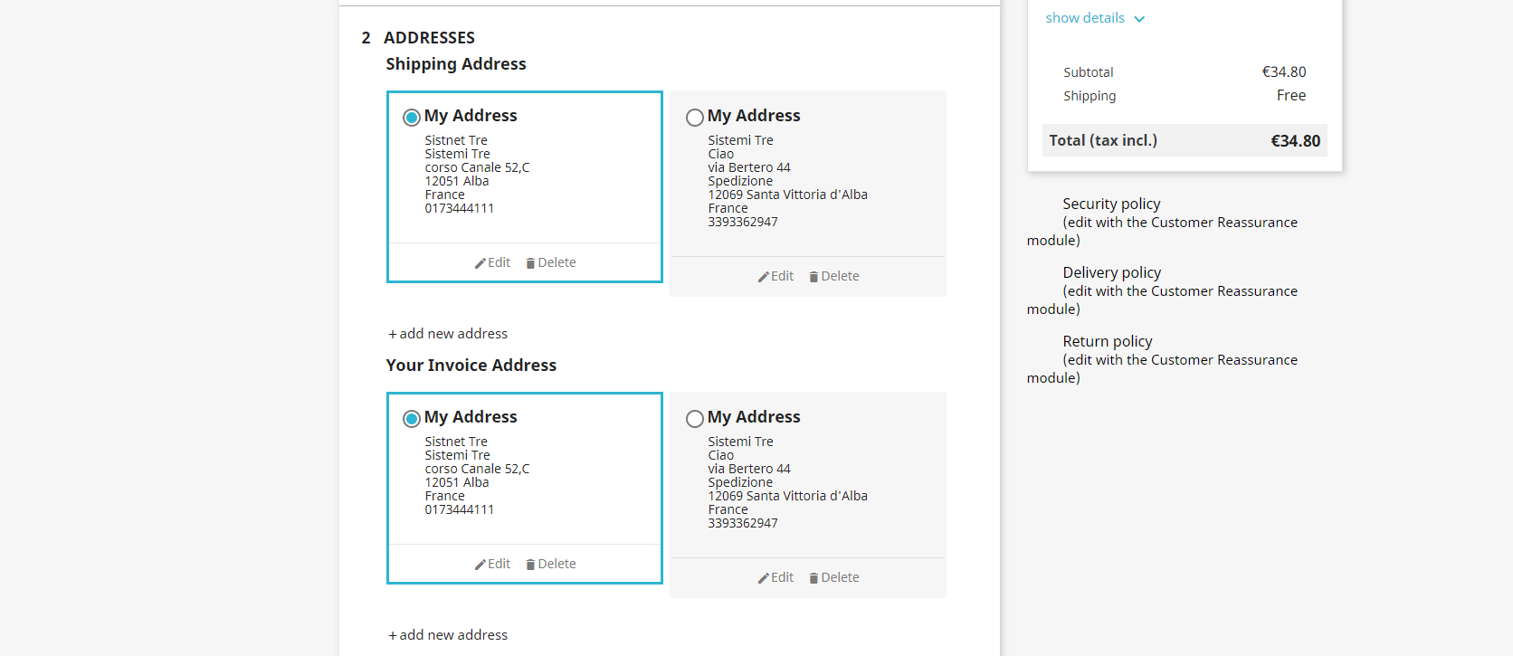 Invoice address reset when in carrier step click on personal information. · Issue #22456 ...