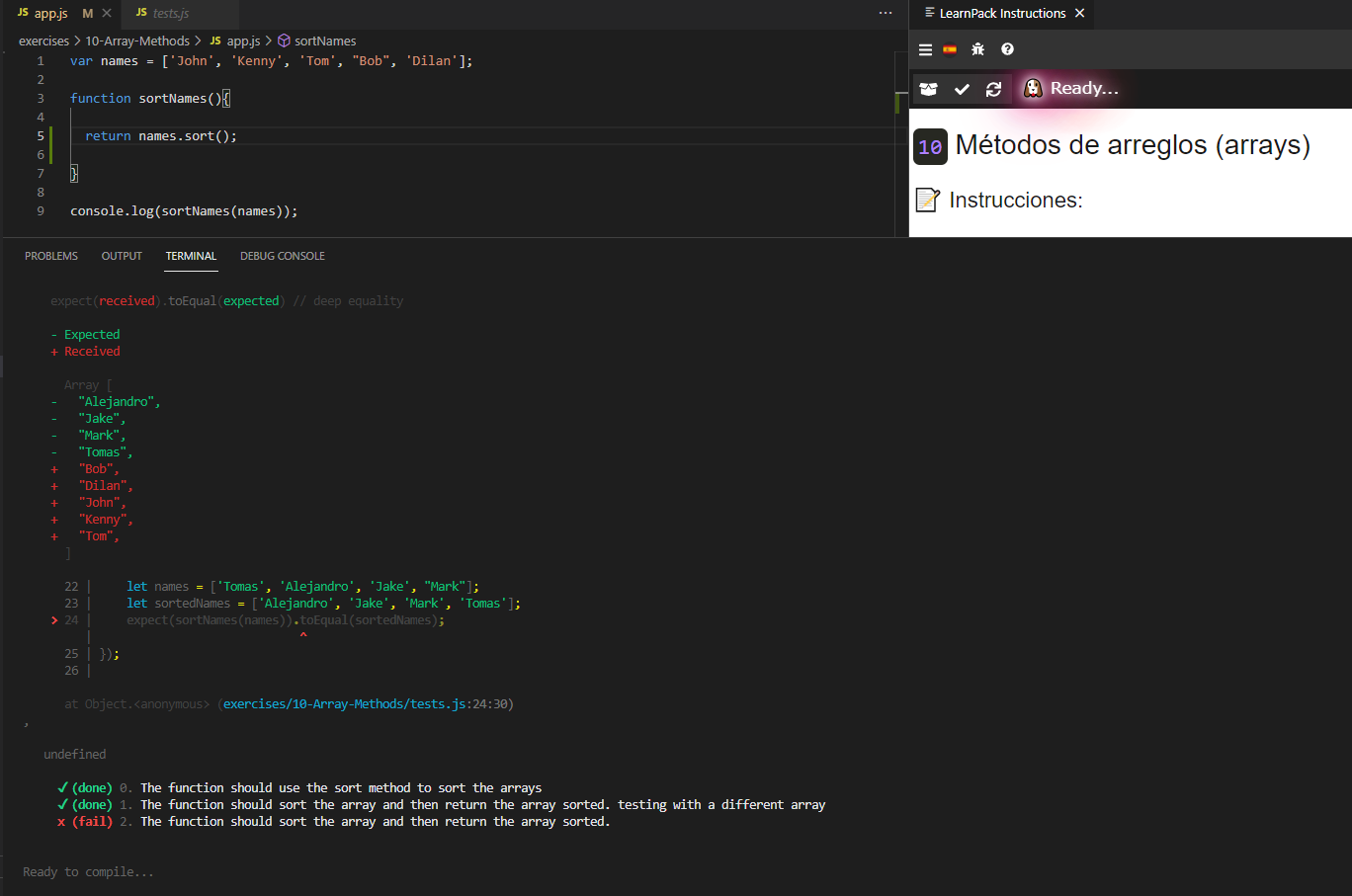 Excercise Bug · Issue 463 · Learnpack Learnpack · Github