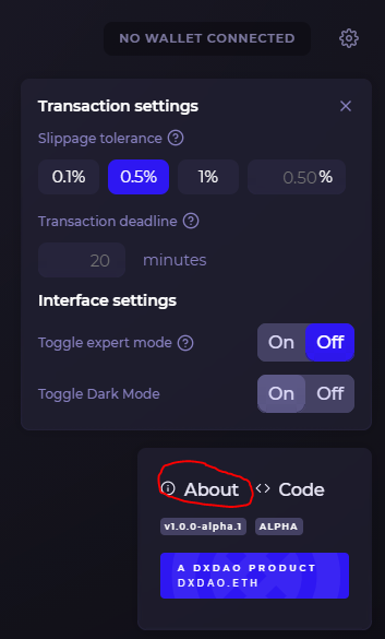"About" button redirects to DXdao.eth.link instead of a unique about page for Swapr · Issue #155 ...