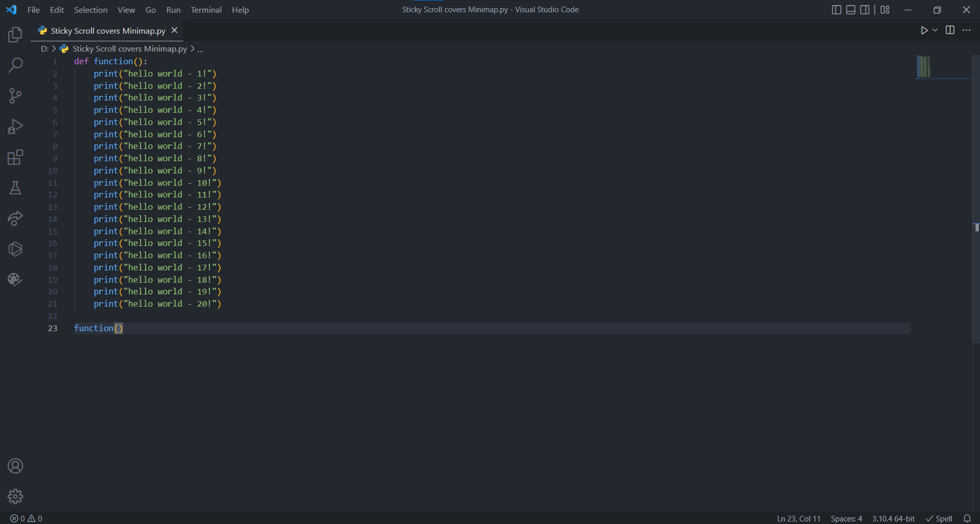 Sticky Scroll Covers Minimap · Issue 159571 · Microsoftvscode · Github 