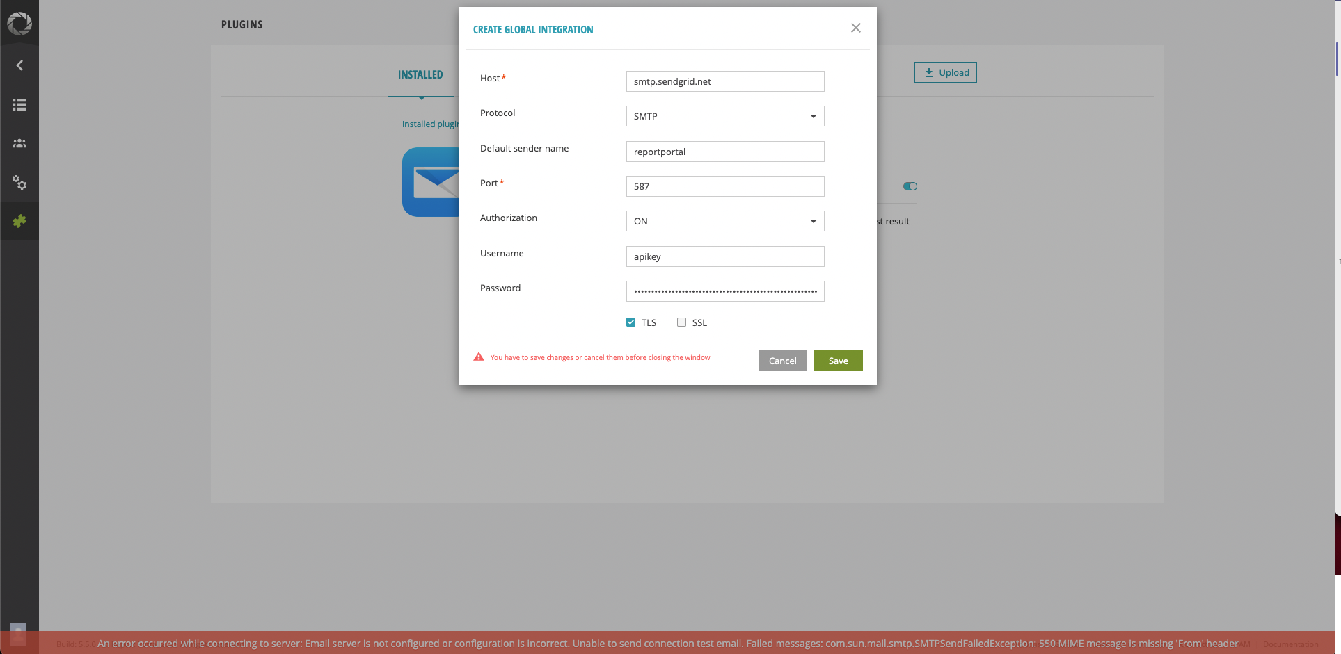  v5 SMTP 550 Error When Trying To Configure Sendgrid As SMTP Server 