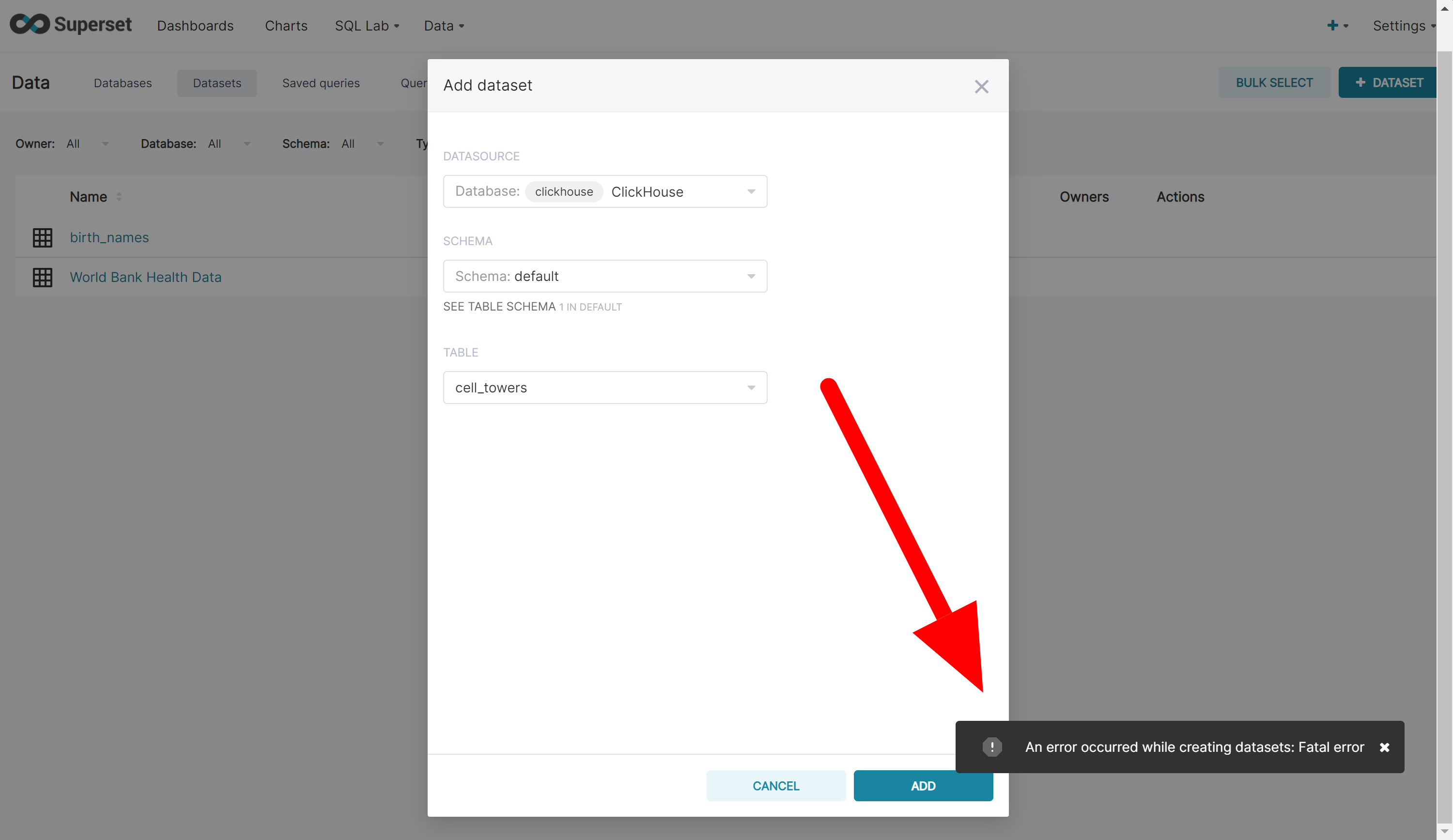 Does Not Work With Clickhouse Source Cannot Create A Dataset · Issue 16982 · Apachesuperset 