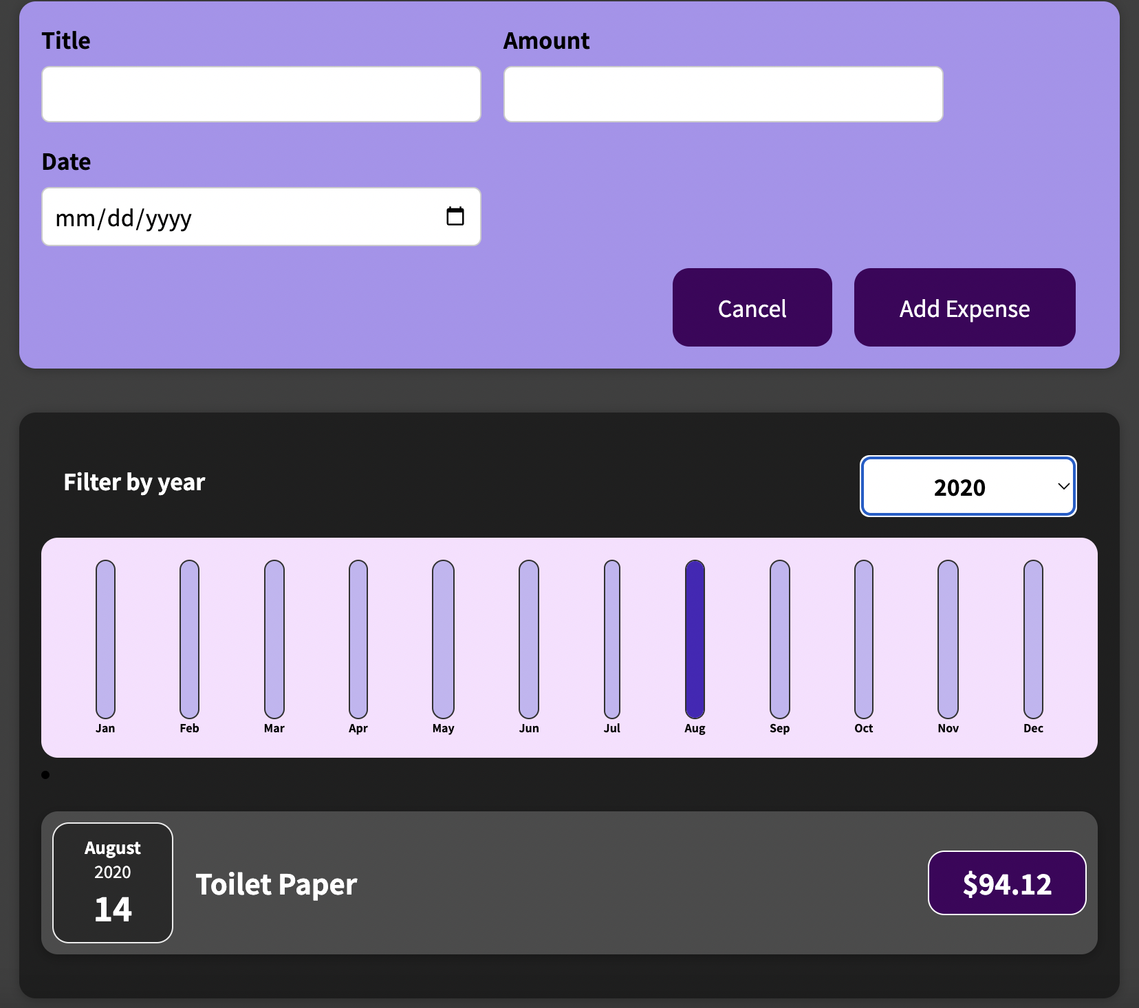 GitHub - MollyGONGGONG/Expense-react-app