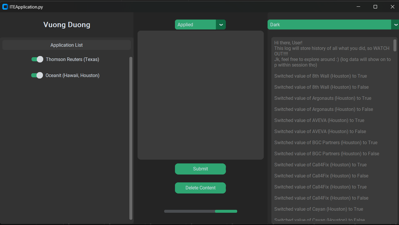 GitHub - StandardV/ITEApplication: Application tracking program for job seeker