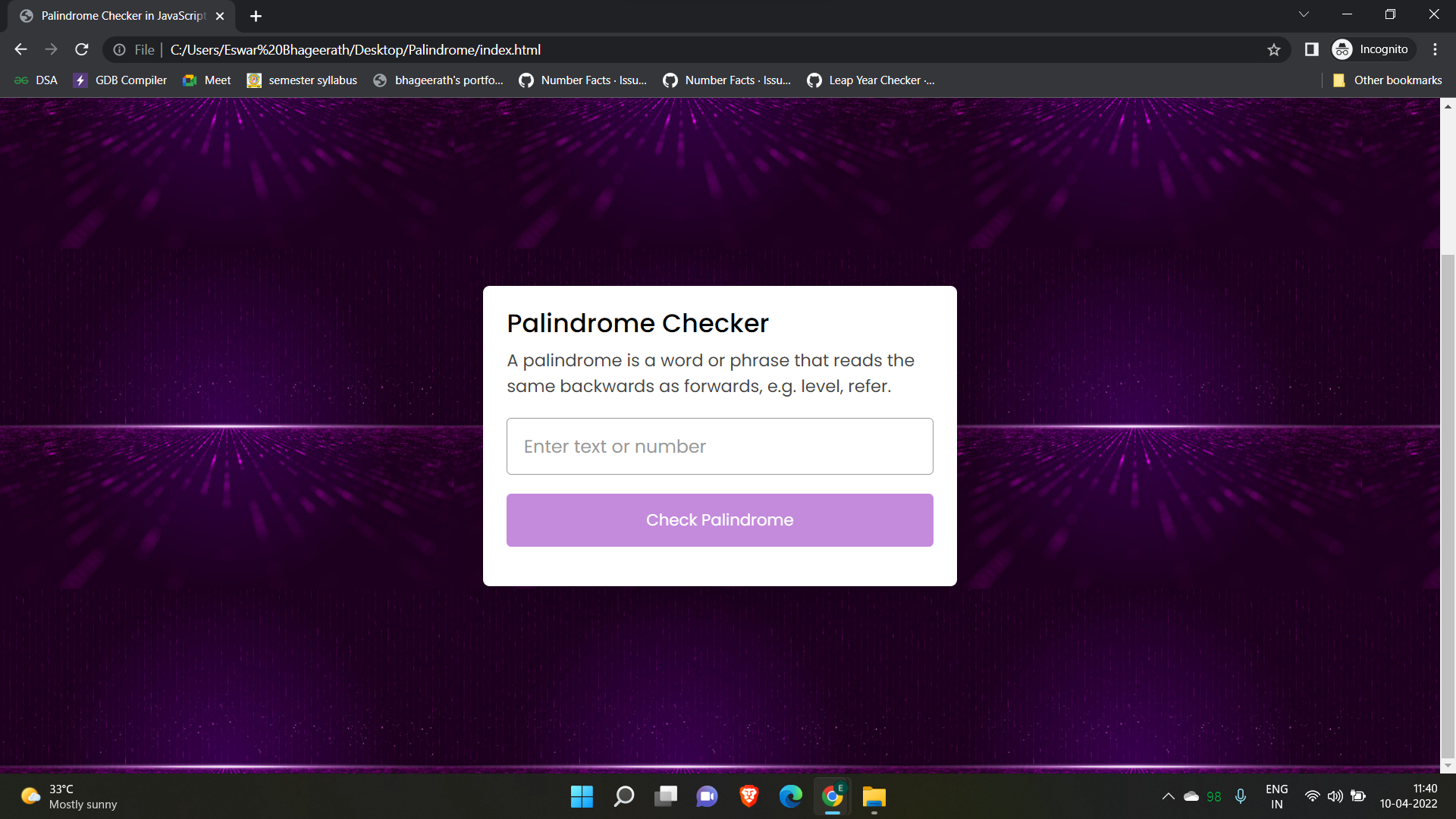 Palindrome Checker · Issue 472 · Astrodevil Zerooctave Javascript Projects · Github
