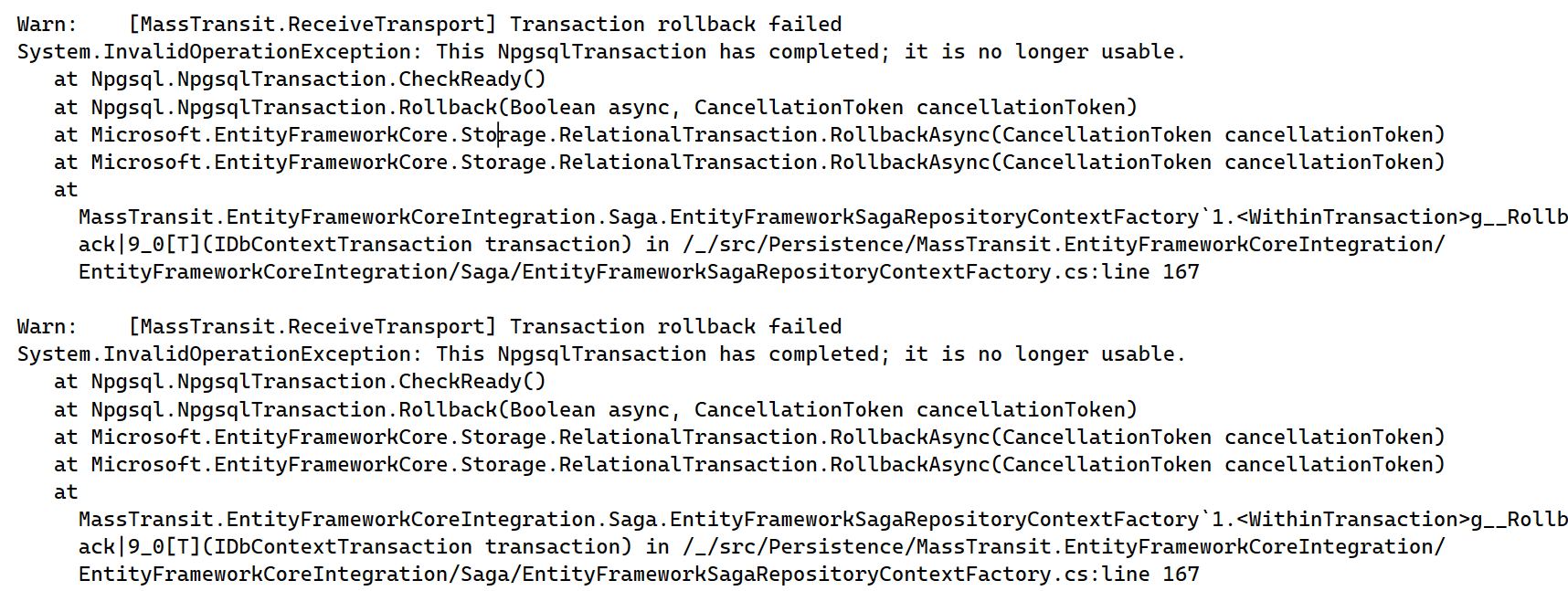 The instance of entity type 'OutboxMessage' cannot be tracked, another instance with the same ...