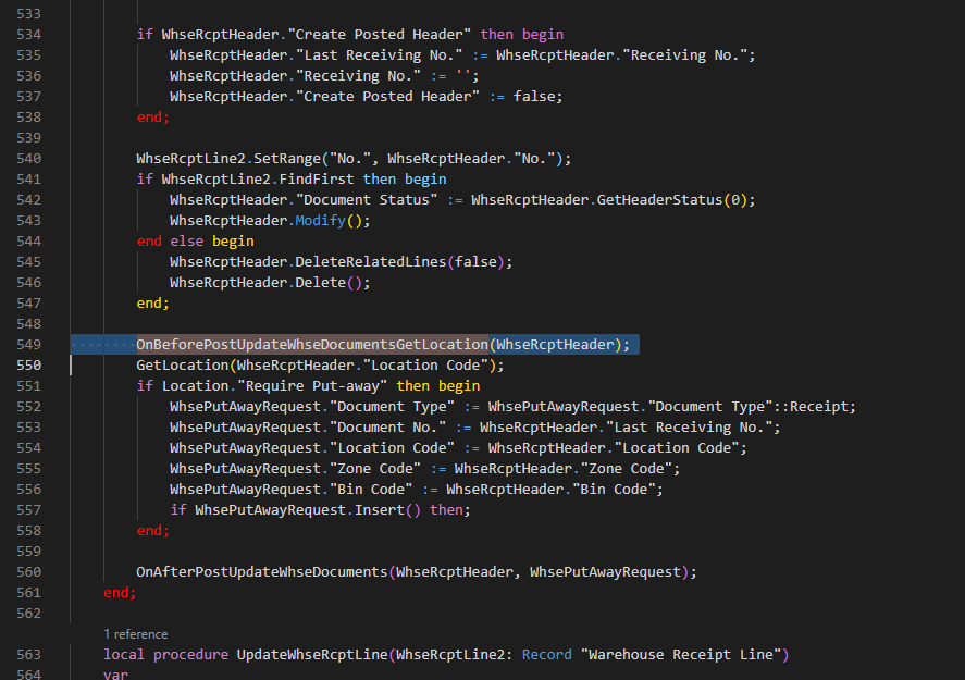 [Event Request] codeunit 5760 "Whse.-Post Receipt"- OnBeforePostUpdateWhseDocumentsGetLocation ...