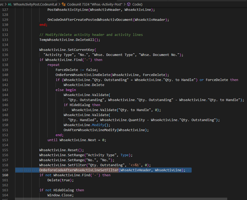 [Event Request] Codeunit 7324 "Whse.-Activity-Post" - OnBeforeCodeAfterWhseActivLineSetFilter ...