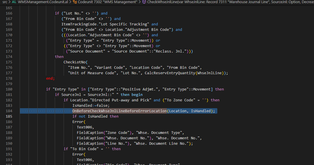 [Event Request] CodeUnit 7302 - WMS Management - OnBeforeCheckWhseJnlLineBeforeErrorLocation ...