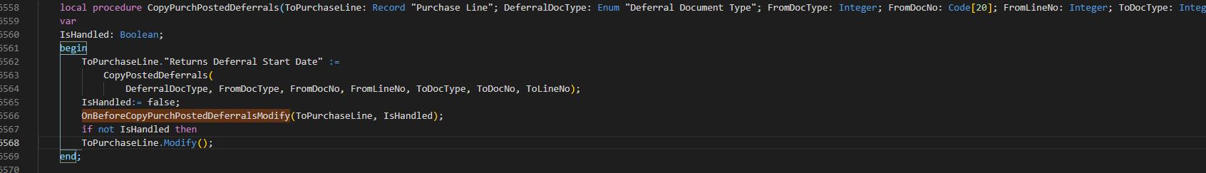 [Event Request] codeunit 6620 "Copy Document Mgt."- OnBeforeCopyPurchPostedDeferralsModify ...