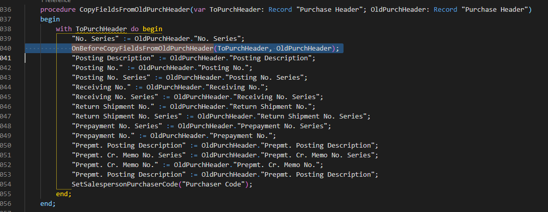 [Event Request] codeunit 6620 "Copy Document Mgt."- OnBeforeCopyFieldsFromOldPurchHeader · Issue ...