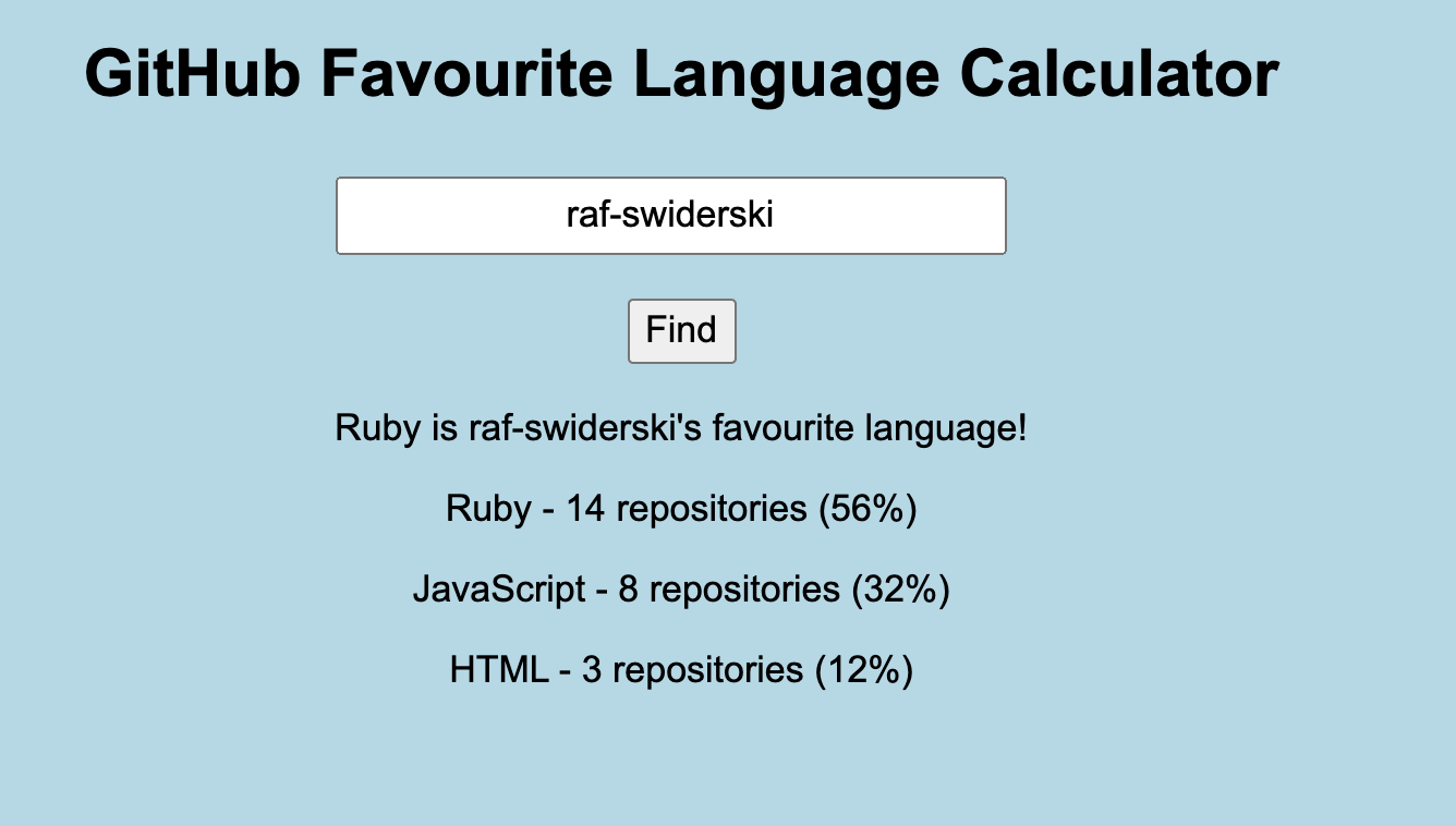 GitHub - raf-swiderski/GitHub-Favourite-Language-Calculator: A program ...