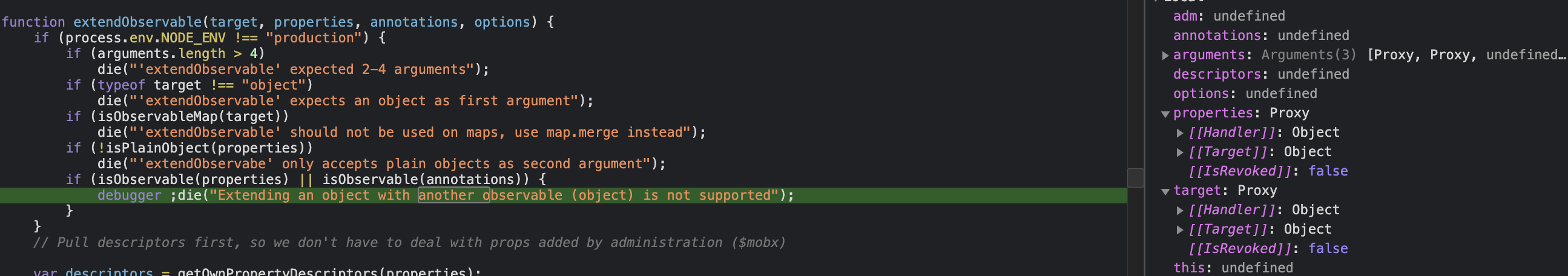 [MobX] Extending an object with another observable (object) is not supported · Issue #250 ...