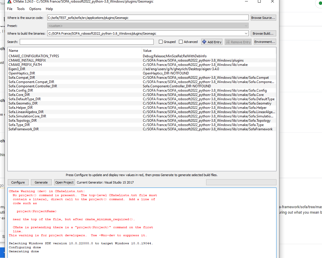 Out of tree build of Geomagic Plugin for downloaded binary · sofa-framework sofa · Discussion ...