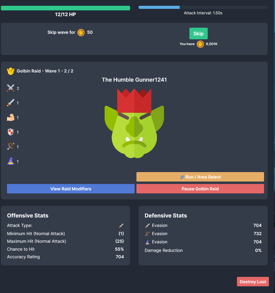 [Bug]: Destroy Loot button visible in Golbin Raid · Issue #2509 · MelvorIdle/melvoridle.github ...
