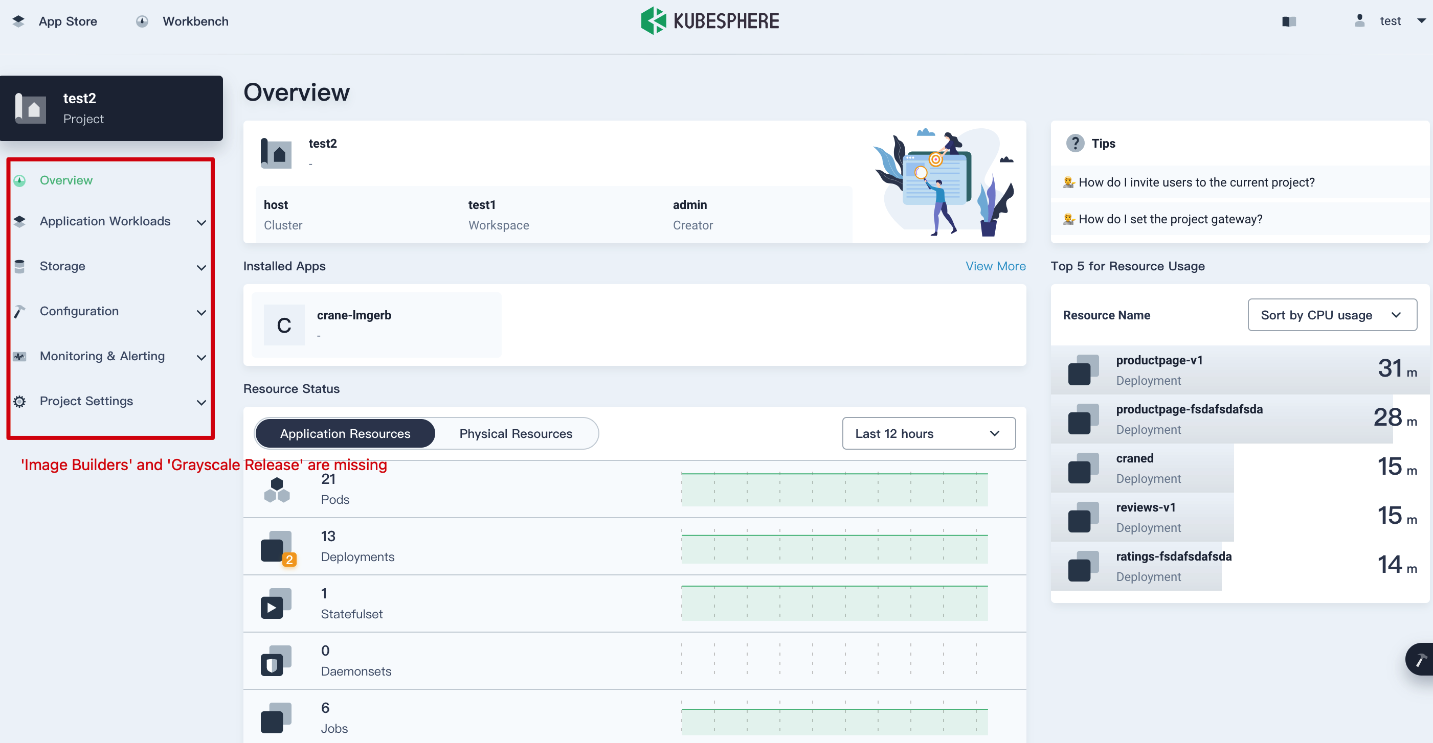 Display 'Image Builders' and 'Grayscale Release' for project viewers · Issue #5110 · kubesphere ...