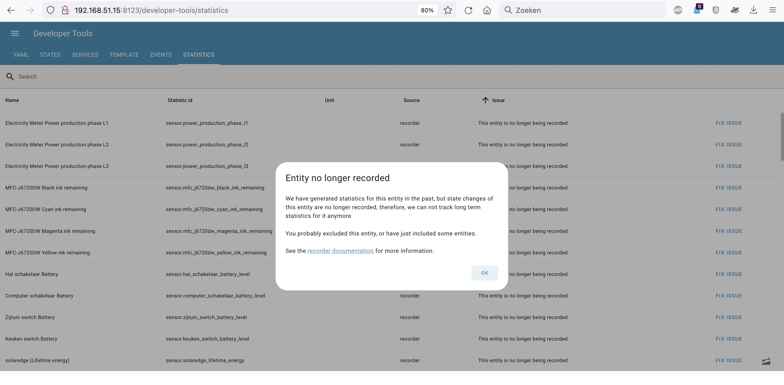 WTH Annoyance issue: old "statisic/recorder" issues ain't fixable but HA suggest it should be ...