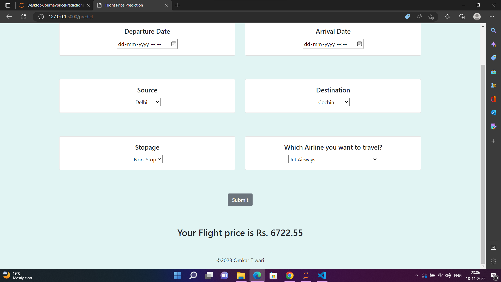 GitHub - Tiwari397978/JourneypricePredictionstore: This is a Flask web ...