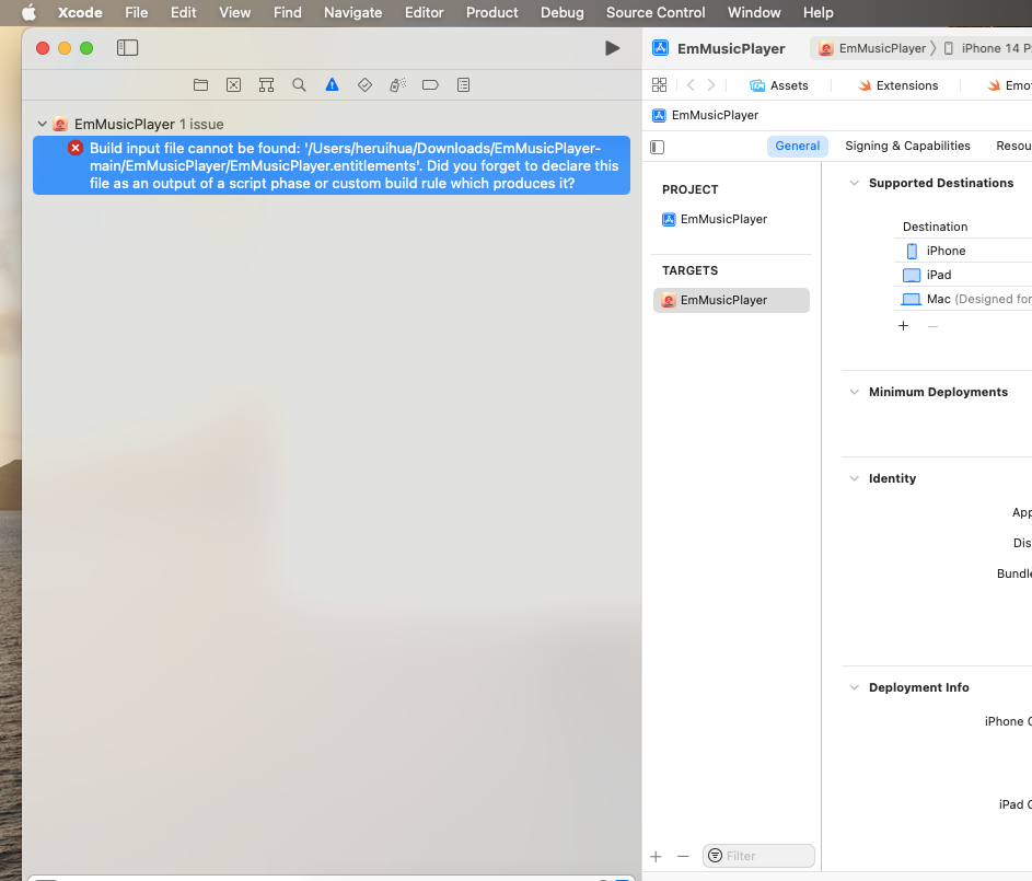 build failed in xcode 14.0.1 · Issue #2 · Rohan-cod/EmMusicPlayer · GitHub