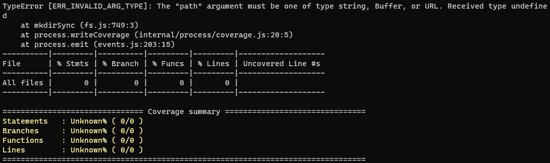 Bug report: npm run test can't generate the coverage report anymore ...