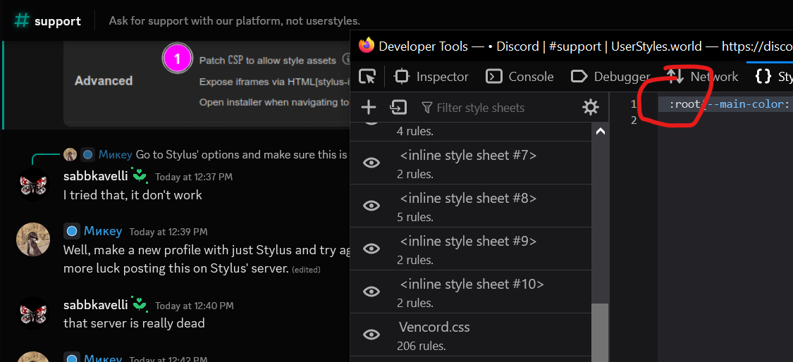 [Bug] My style isn't being applied to discord (even when patching CSP) (Vencord is a possible ...