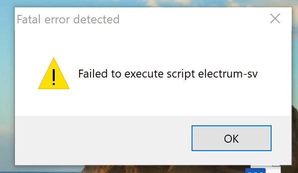 Error message when launching Electrum SV · Issue #777 · electrumsv/electrumsv · GitHub