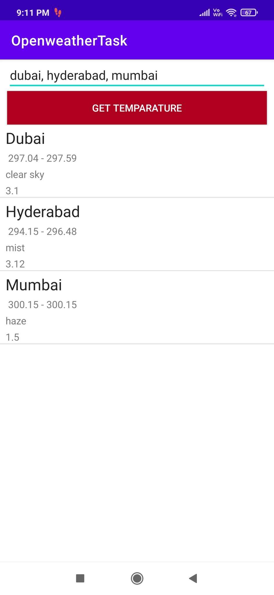 GitHub - santoshdwarampudi/OpenweatherSystemTask: showing the weather ...