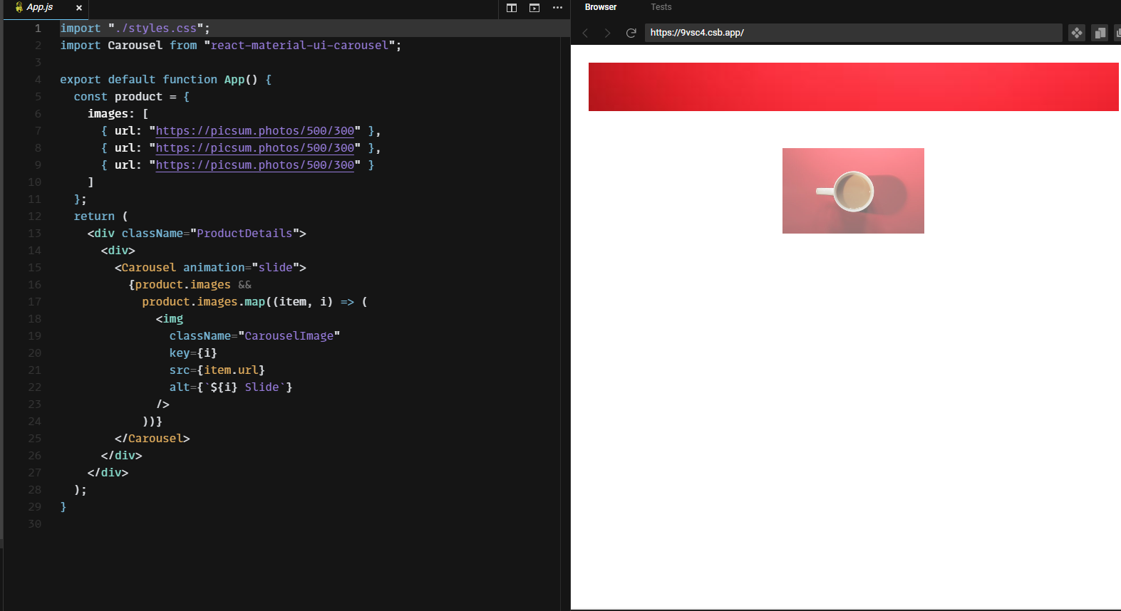 By aligning items to center carousel crops images · Issue #139 · Learus/react-material-ui ...