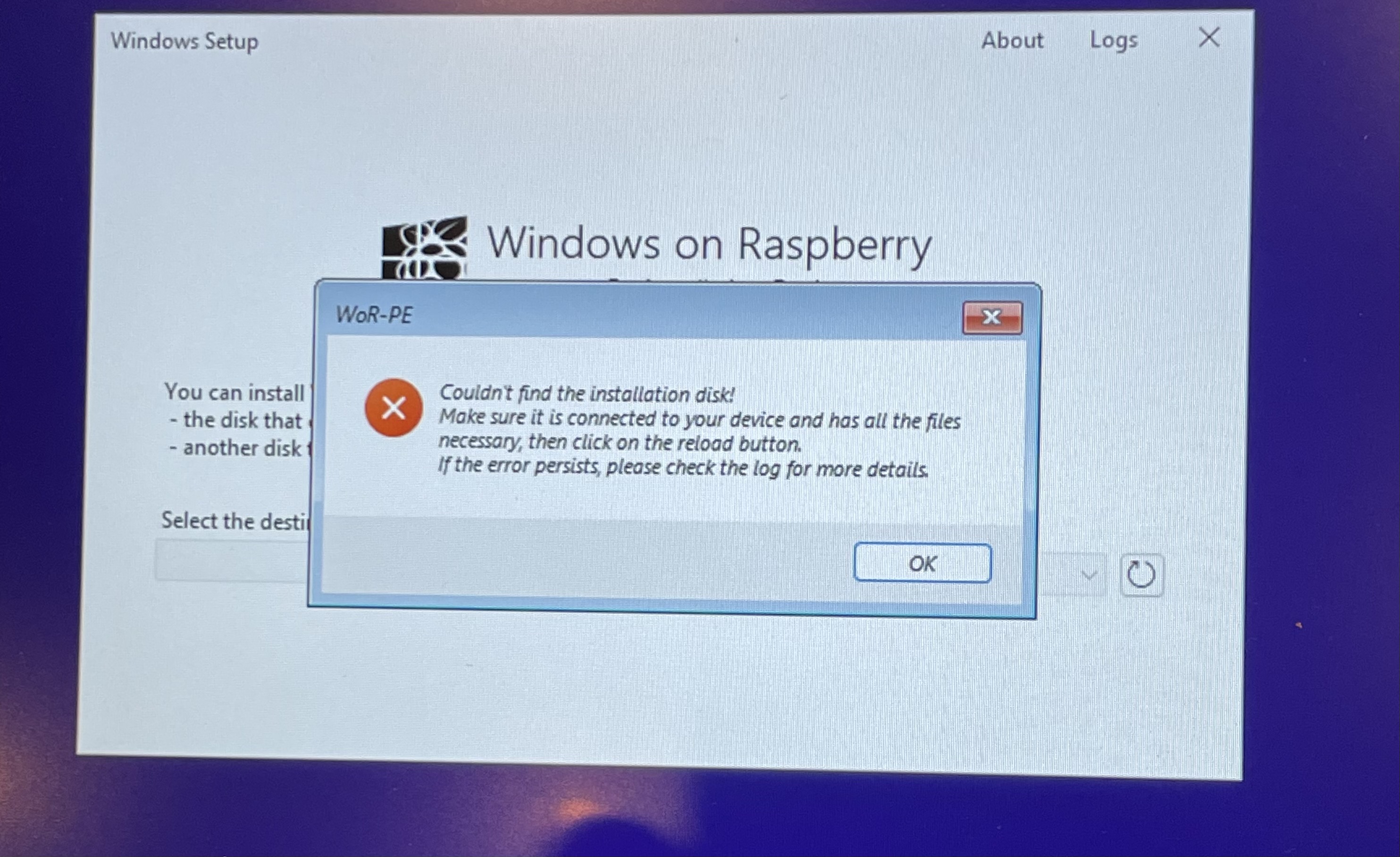 Couldn't find installation disk · Issue #32 · Botspot/wor-flasher · GitHub