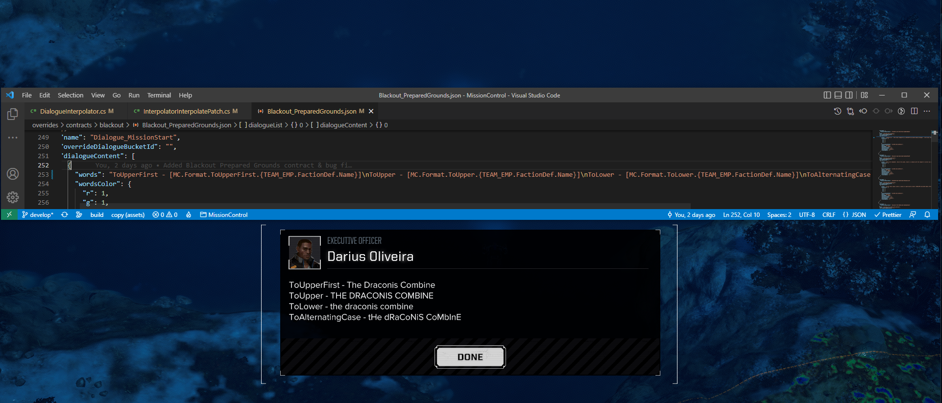 Dialogue: Support formatting text replacement casing · Issue #541 · CWolfs/MissionControl · GitHub