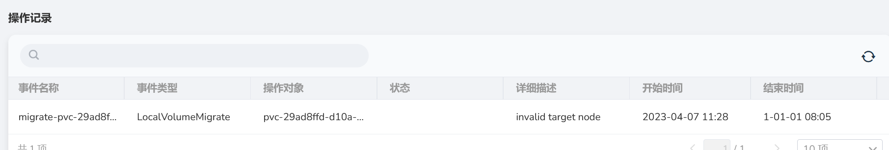 [hwameistor UI] Operations "End at" data error · Issue #797 · hwameistor/hwameistor · GitHub