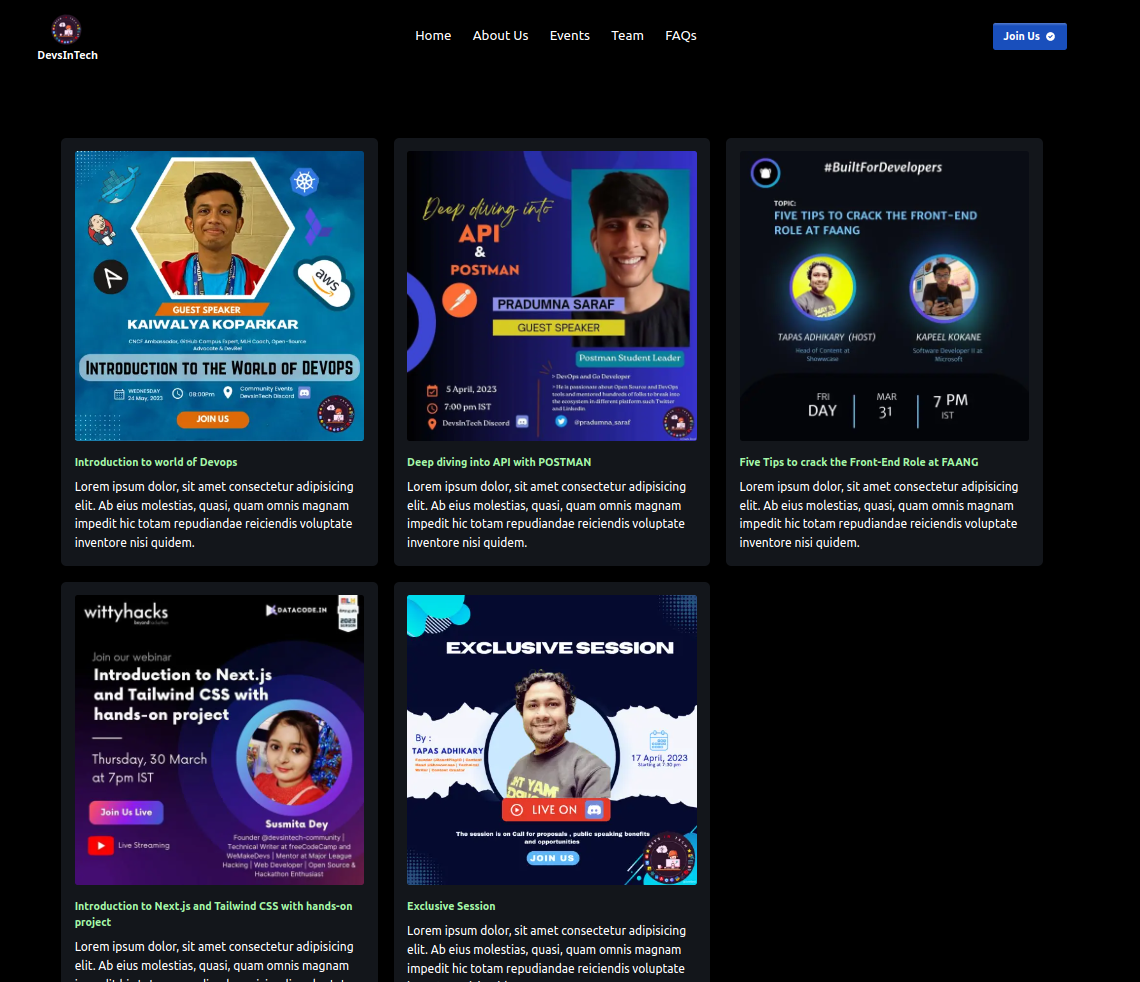 [Feature] : New events page · Issue #205 · devs-in-tech/DevsInTech · GitHub