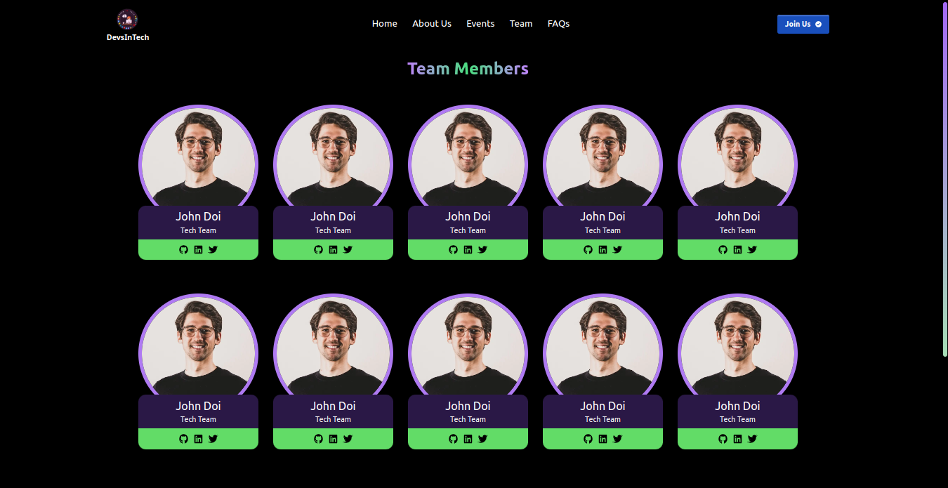[feature] New Team Page · Issue 214 · Devs In Tech Devsintech · Github