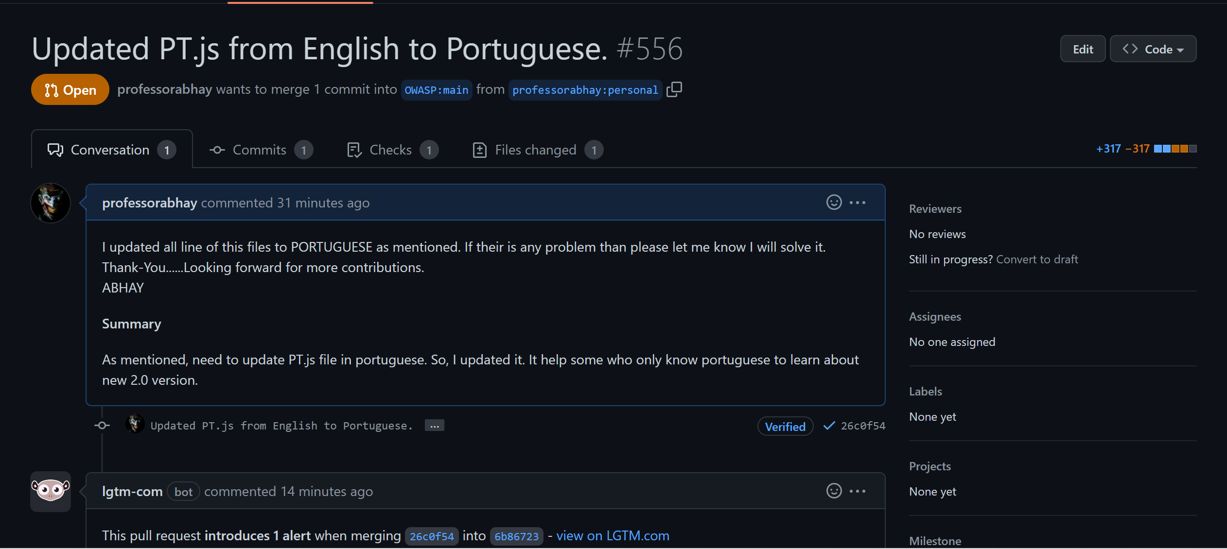 I18N: update PT translation file · Issue #531 · OWASP/threat-dragon · GitHub