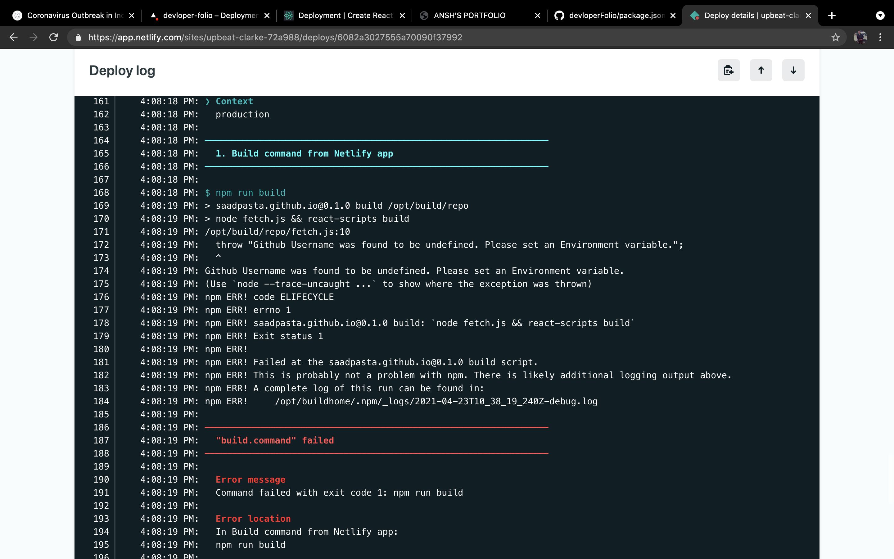 Npm Err Git Dep Preparation Failed · Issue 356 · Saadpastadeveloperfolio · Github