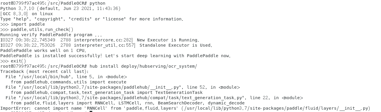 aarch64 deploy with paddlehub, no RNNCell · Issue #9554 · PaddlePaddle/PaddleOCR · GitHub