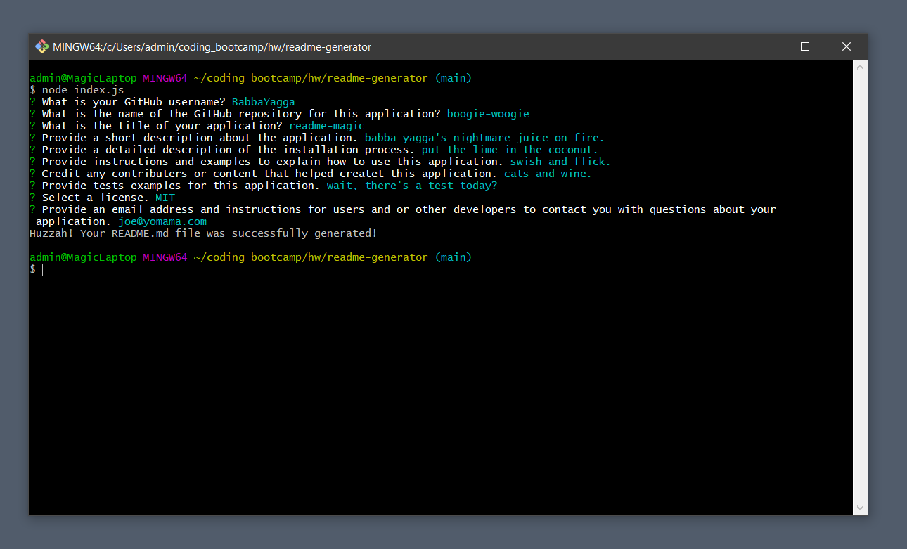 GitHub - RevyWatson/readme-generator: This application was designed to allow the user to ...